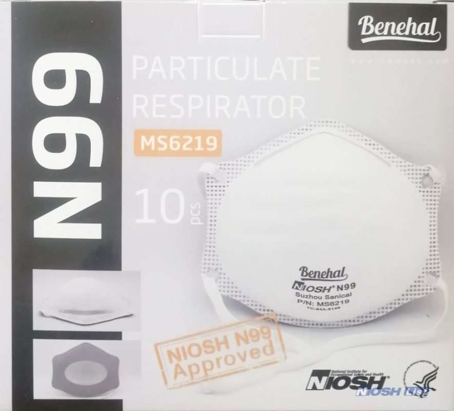 Benehal MS6219 N99 Mask NIOSH Certified) - NIOSH List