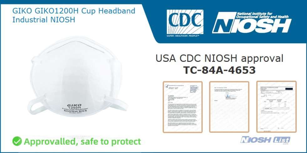 NIOSH Approved GIKO 1200H N95 Mask - NIOSH List
