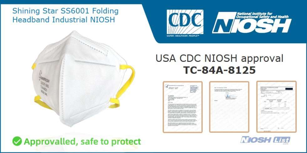 NIOSH Approved Shining Star SS6001 N95 Mask - NIOSH List
